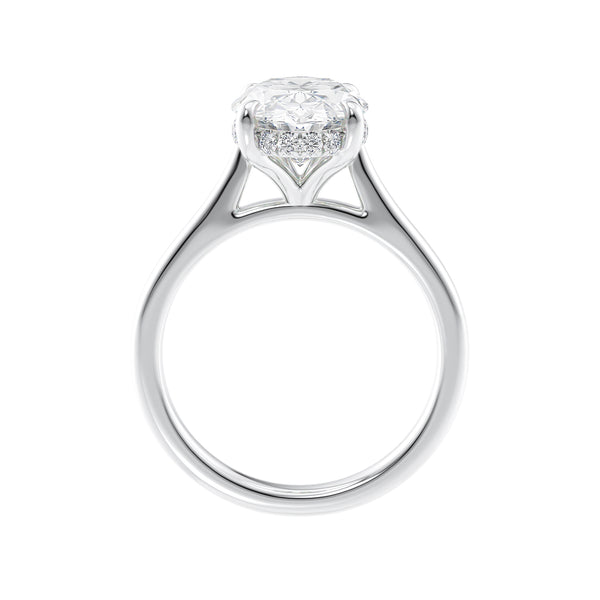 Oval Solitaire Hidden Halo Tapered Band Laboratory Grown Diamond Engagement Ring For Sale ...