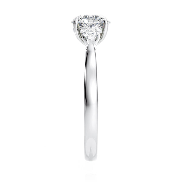 Round and Pear Cut Trilogy Diamond Engagement Ring - McGuire Diamonds