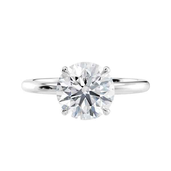 Lab Grown Round Solitaire Slim Band Diamond Engagement Ring For Sale ...