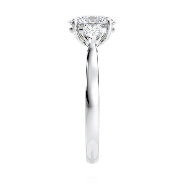 Oval & Pear Cut Trilogy Diamond Engagement Ring - McGuire Diamonds
