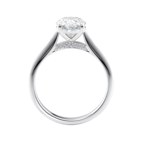Oval Solitaire Diamond Bridge Engagement Ring For Sale | McGuire Diamonds