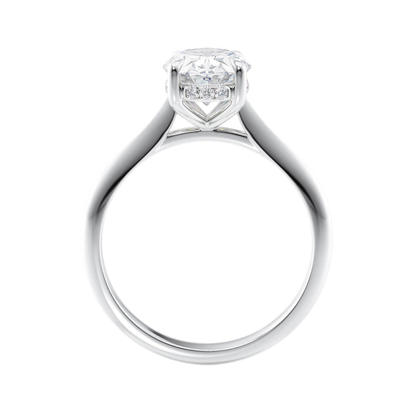 Oval Solitaire Hidden Halo Diamond Engagement Ring For Sale | McGuire ...