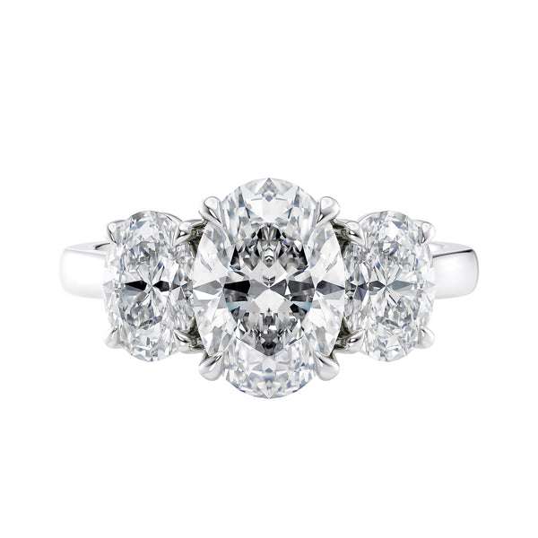 3 Stone Oval Lab Grown Diamond Engagement Ring For Sale | McGuire Diamonds