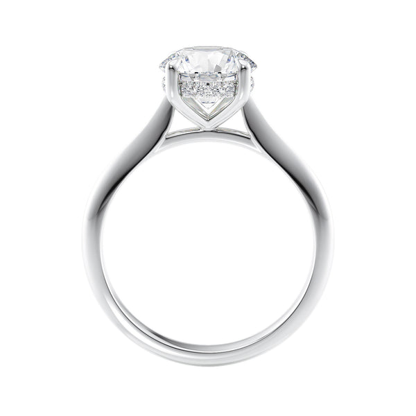 Lab Grown Round Solitaire Hidden Halo Diamond Engagement Ring For Sale ...